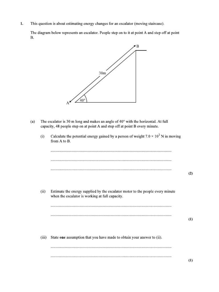 A3 Work & Energy - IB Database - Q & A (Part 1) - MARKED | PDF