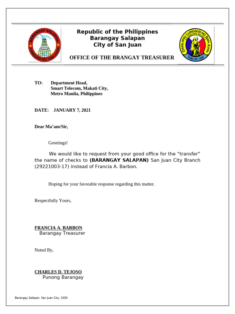 Formal Letter From Treasurer To Smart | PDF