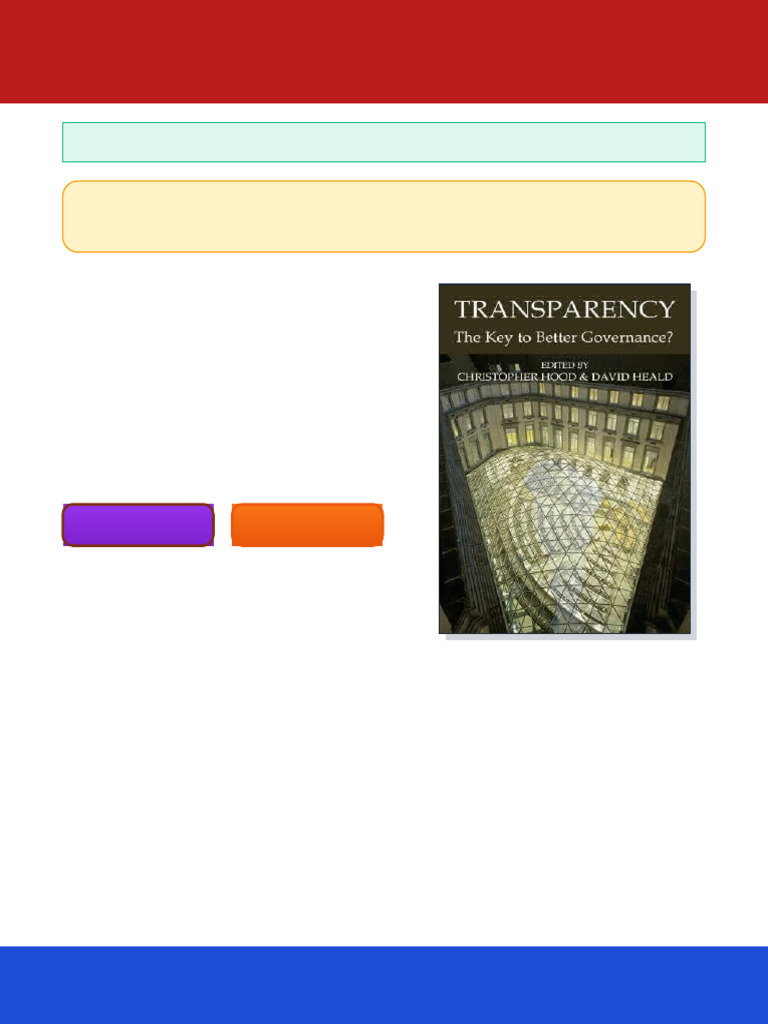 Transparency The Key To Better Governance Christopher Hood Ebook Ready ...
