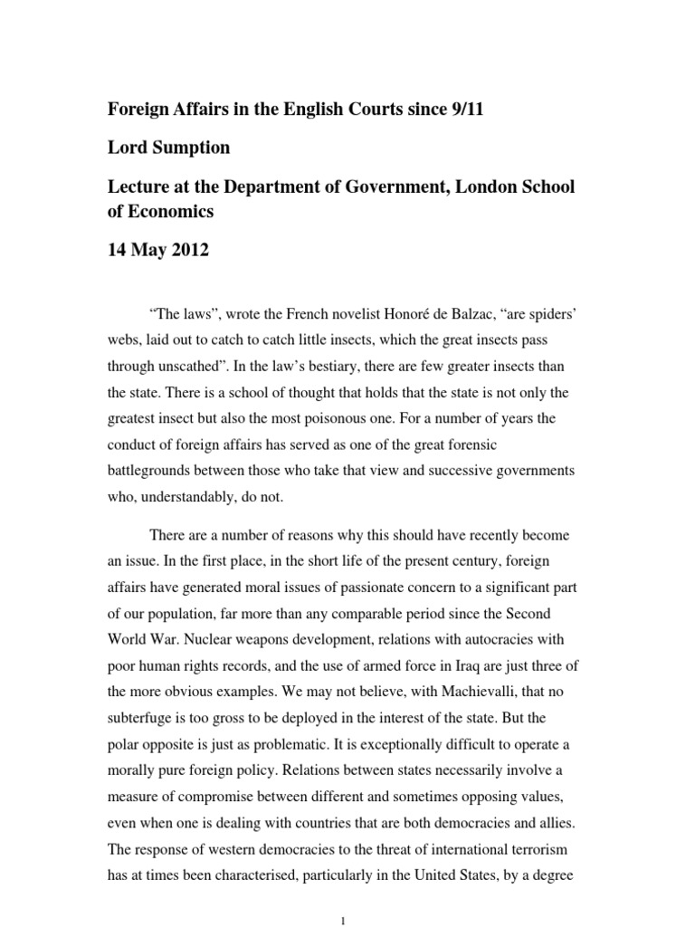 Lord Sumption at LSE On Iraq and Guantanamo | PDF | Judiciaries ...