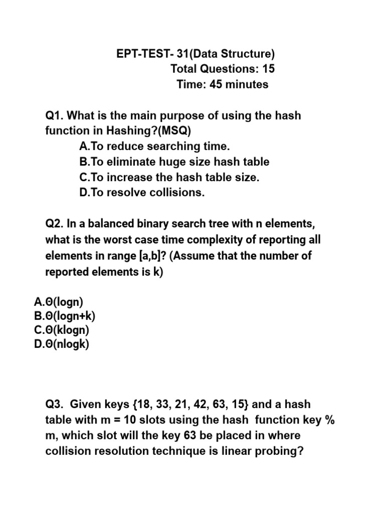 Ept Test 31 (DS) | PDF | Pointer (Computer Programming) | Algorithms ...