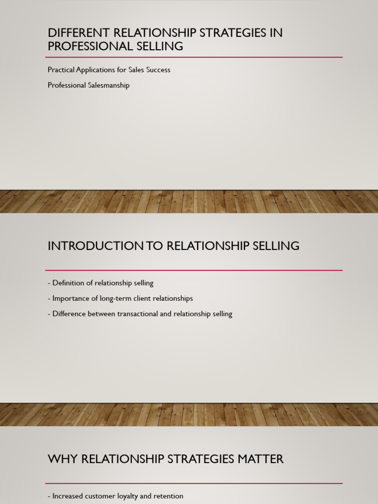 Effective Relationship Strategies in Selling | PDF