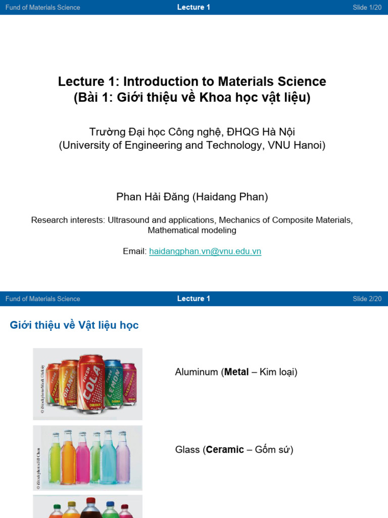 Fundamentals of Materials Science - Lecture 1-1 | PDF