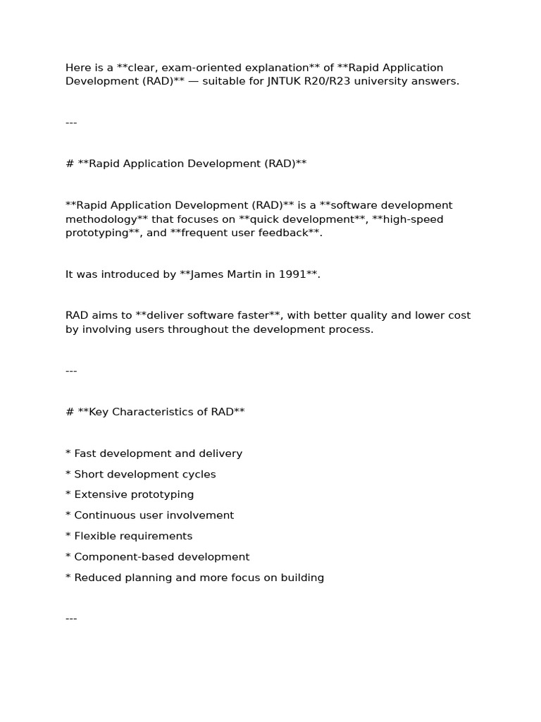RAD It Is The Rapid Application DEVELOPMENT Model | PDF | Software ...
