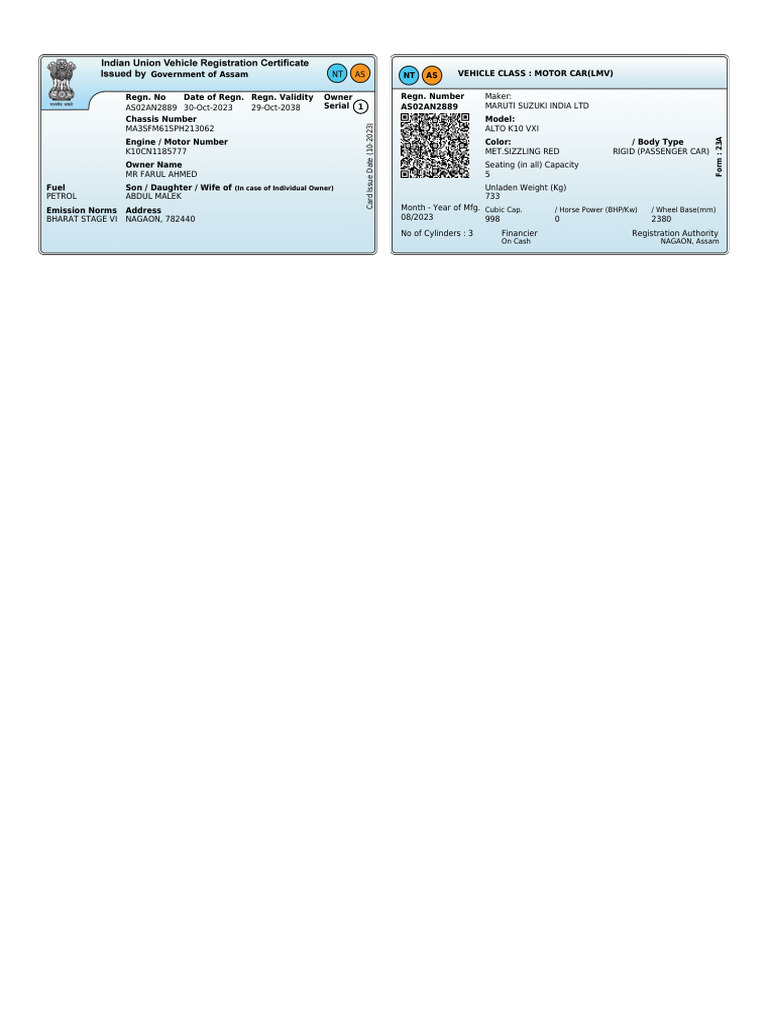 Assam Vehicle Registration Details | PDF | Transport | Car Body Styles