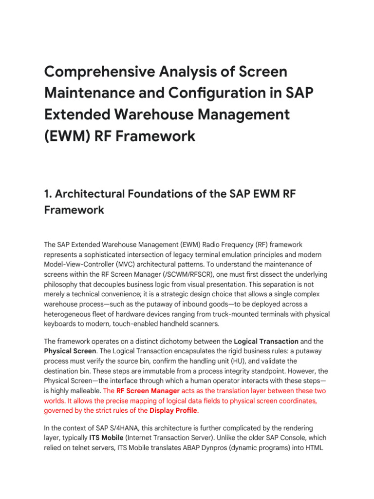 SAP EWM RF Screen Maintenance Guide | PDF | Model–View–Controller ...