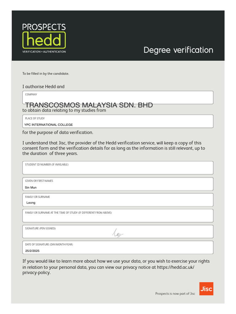 Hedd Standard Consent Form | PDF