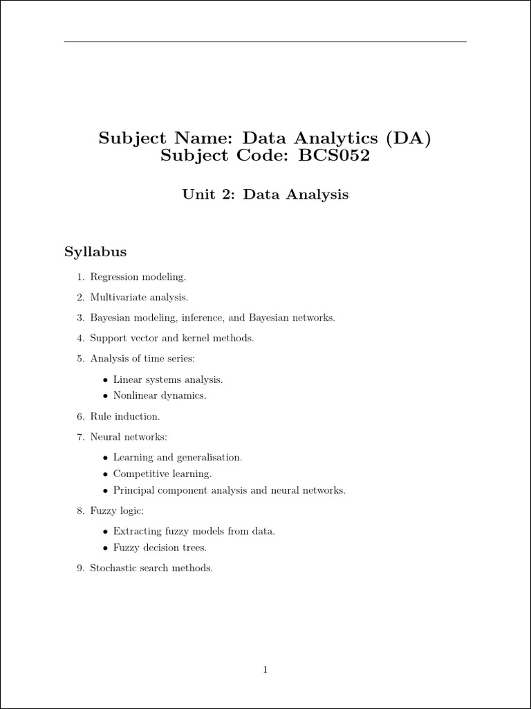 Data Analytics Techniques Overview | PDF | Support Vector Machine | Bayesian Inference