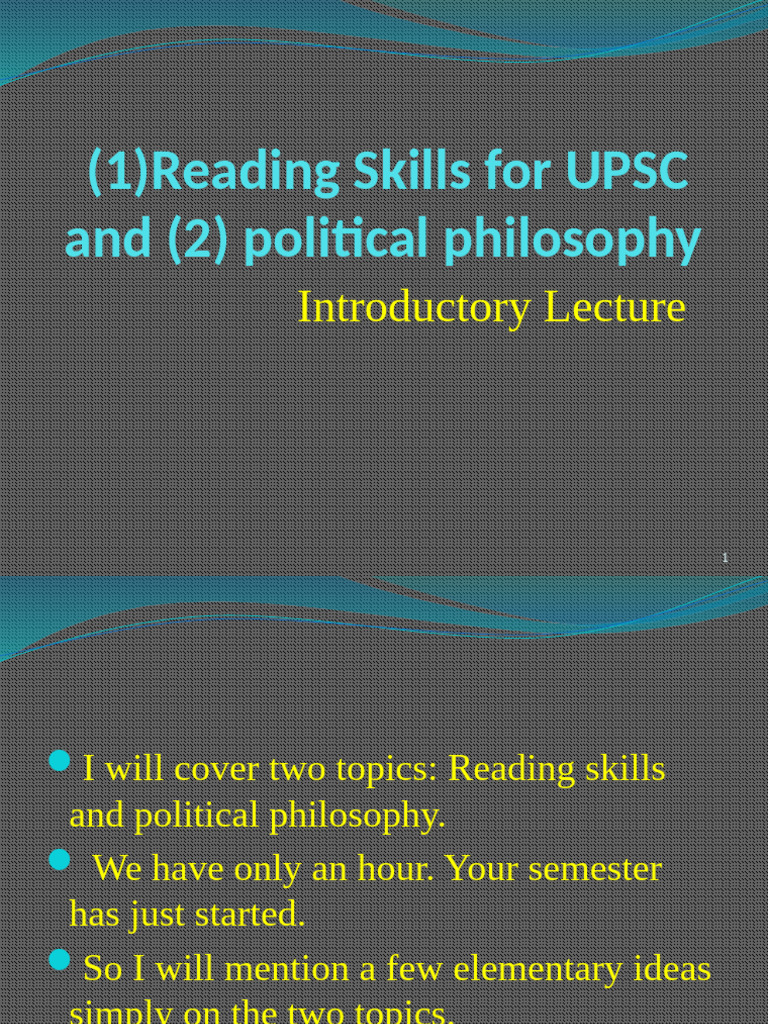 1) Reading Skills For UPSC and (2 | PDF | Concept | Analysis