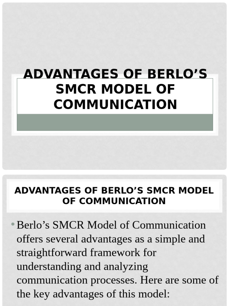 Benefits of Berlo's SMCR Model | PDF | Communication | Scientific Theories