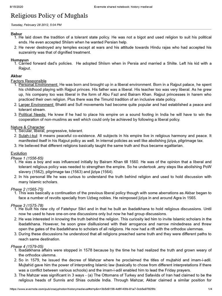 03 Religious Policy of Mughals | PDF