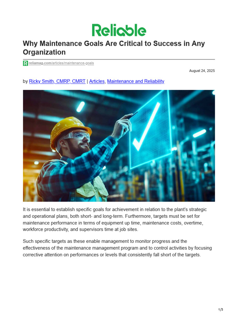 Why Maintenance Goals Are Critical 1761414621 | PDF | Goal | Business ...