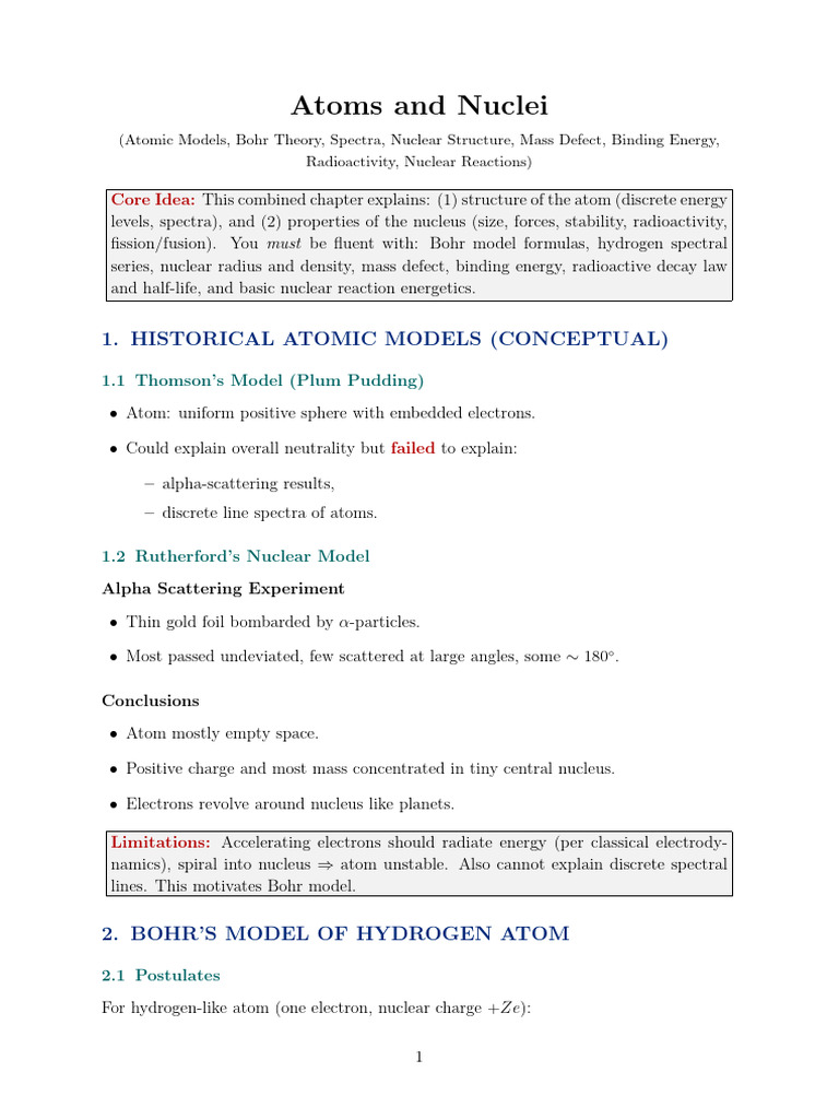 Atom and Nuclei | PDF | Atoms | Atomic Nucleus