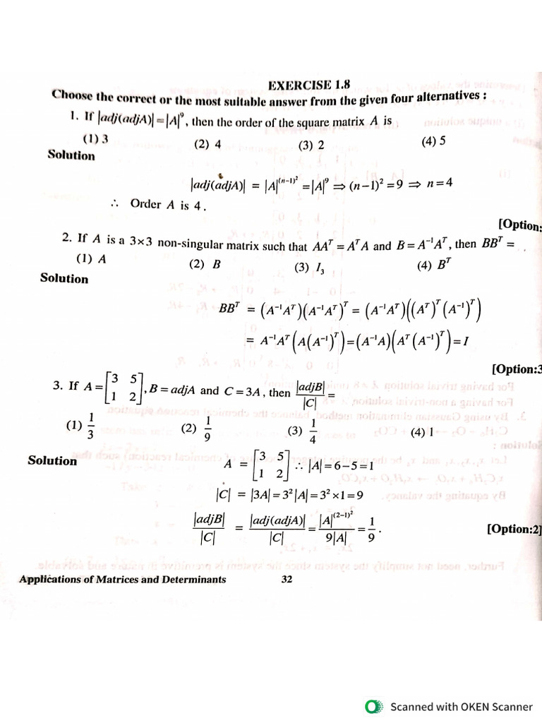 XII Maths - One Mark (Vol-1) | PDF