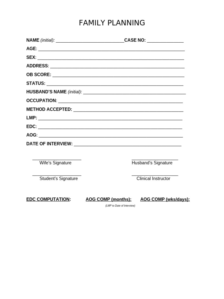 Family Planning Documentation Form | PDF | Chess Theory | Chess