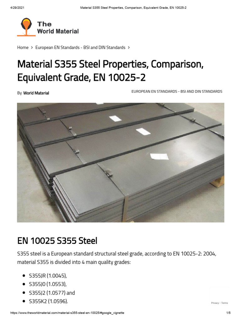 Material S355 Steel Properties, Comparison, Equivalent Grade, en 10025 ...