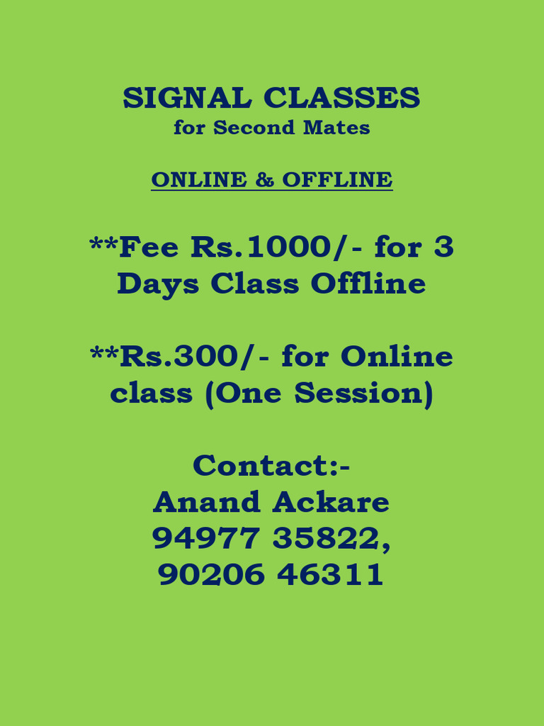 Signal Classes for Second Mates | PDF
