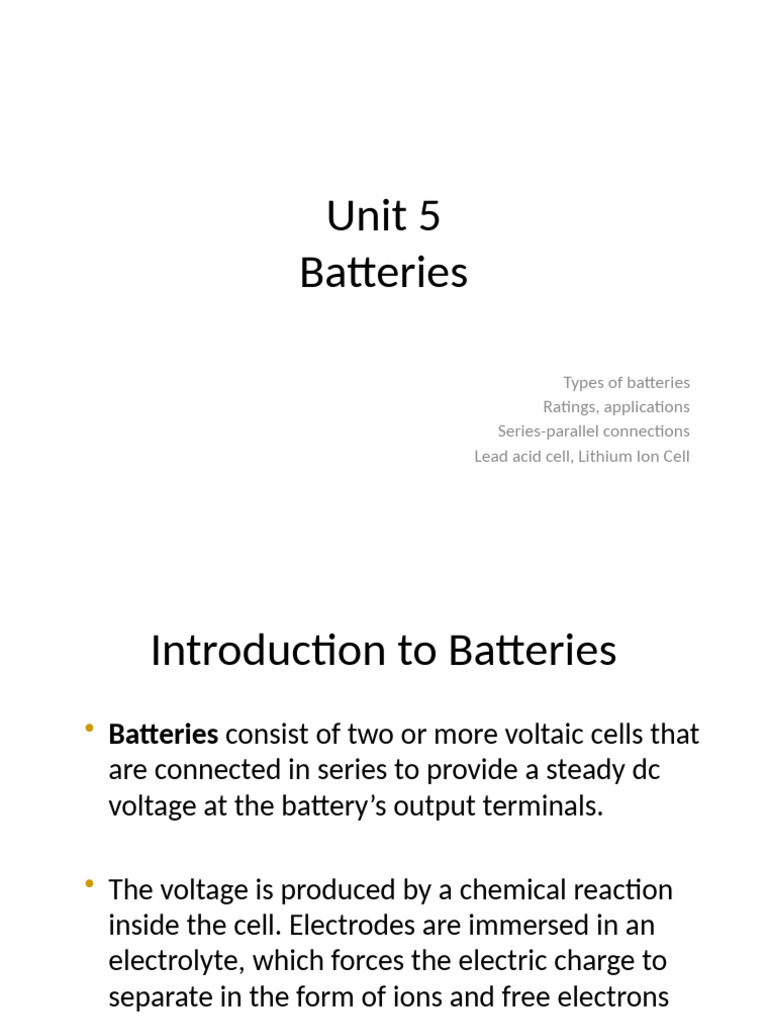 Types and Connections of Batteries | PDF | Rechargeable Battery ...