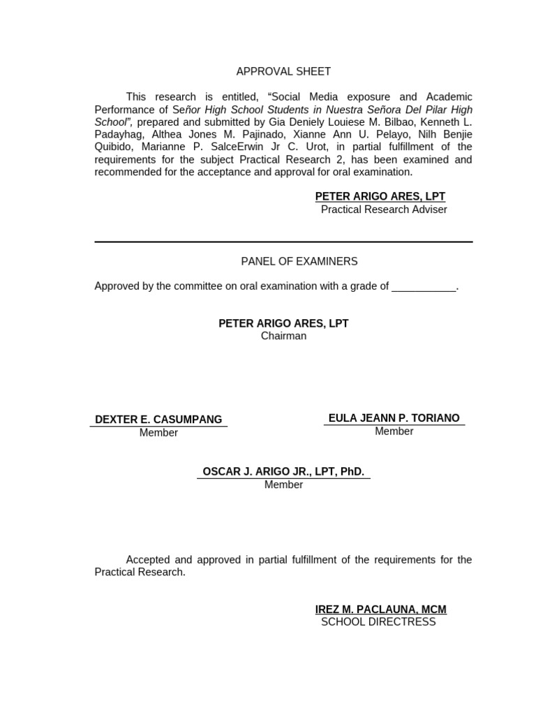 Approval Sheet Table of Contentss 1 Okay Nani | PDF | Science | Methodology