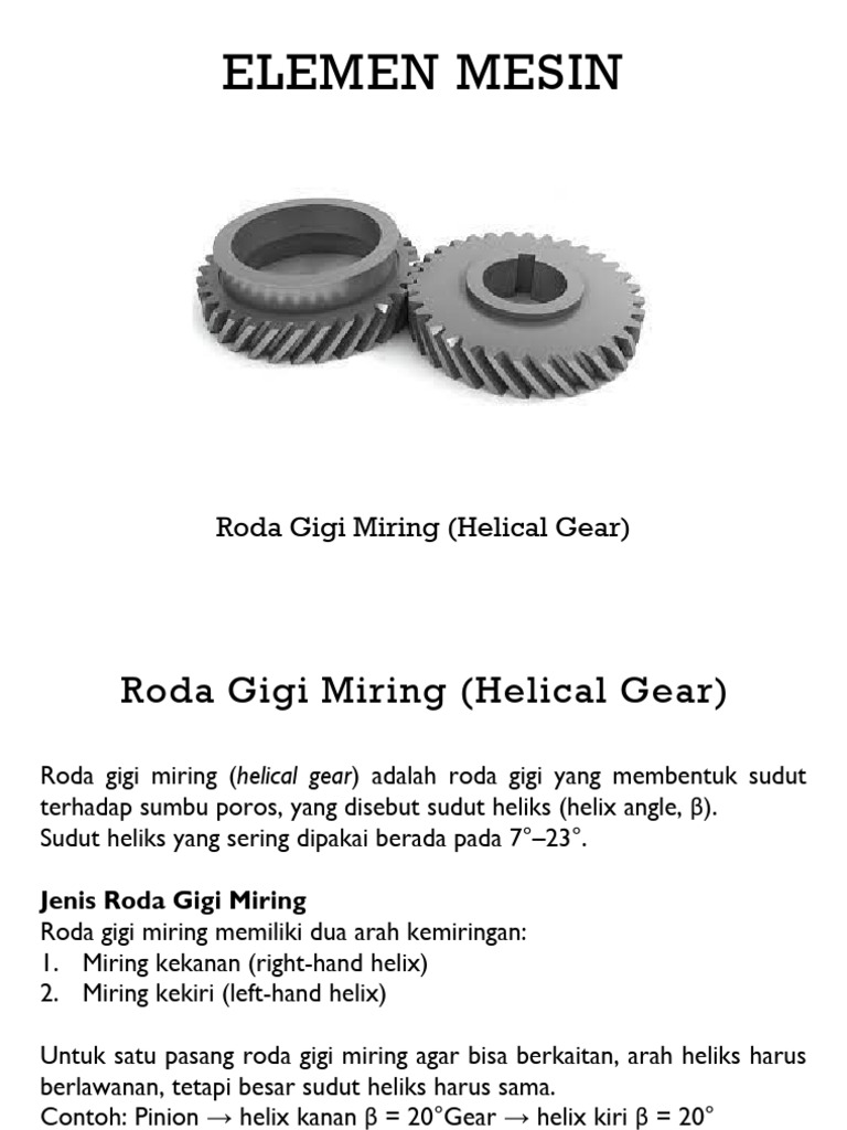 Roda Gigi Miring: Jenis dan Aplikasi | PDF