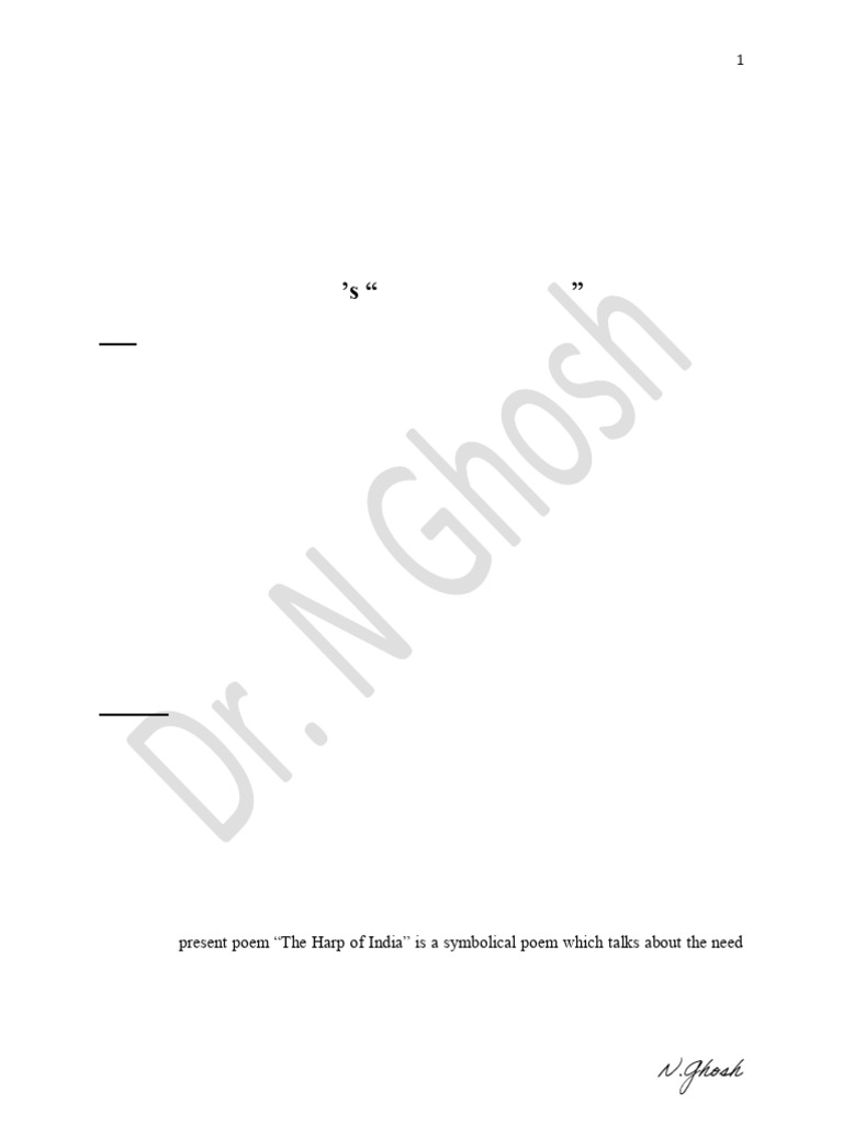 Degree III, Paper VII, Critical Appreciation of the Harp of India_Dr ...
