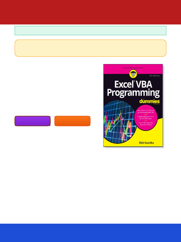 Excel VBA Programming For Dummies Dick Kusleika ebook rare digital ...