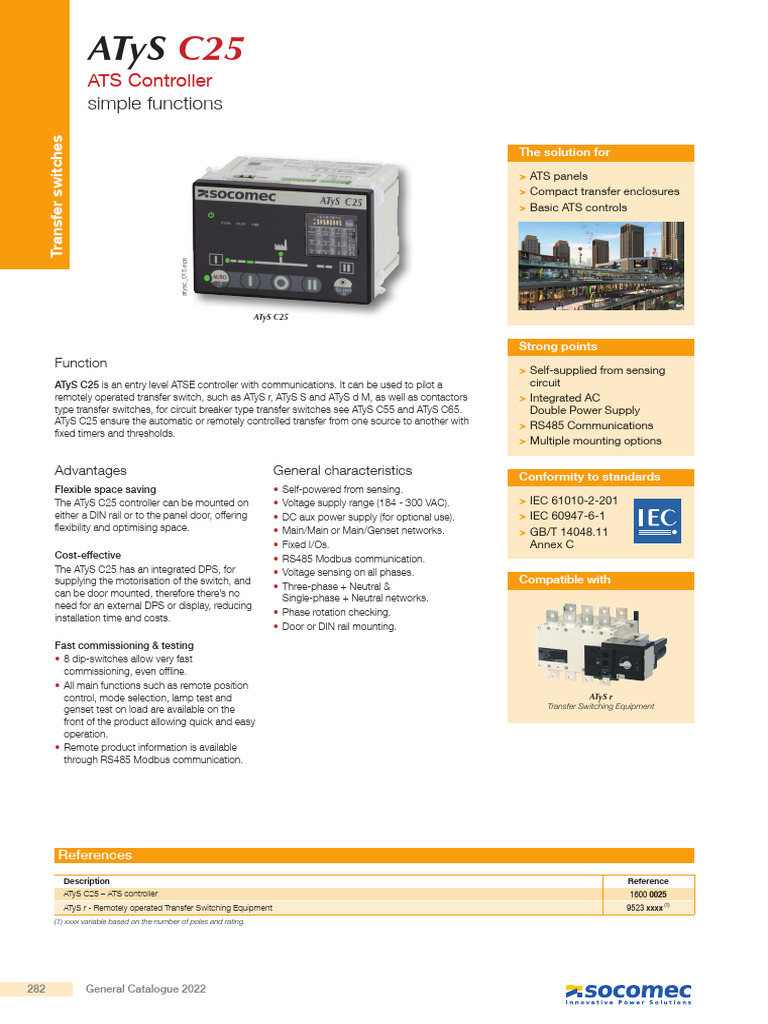 ATyS C25 ATS Controller Overview | PDF | Alternating Current | Power Supply