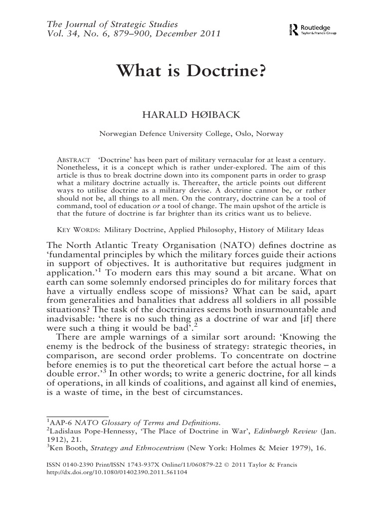 Harald Høiback - What Is Doctrine | PDF | Reason | Military Doctrine