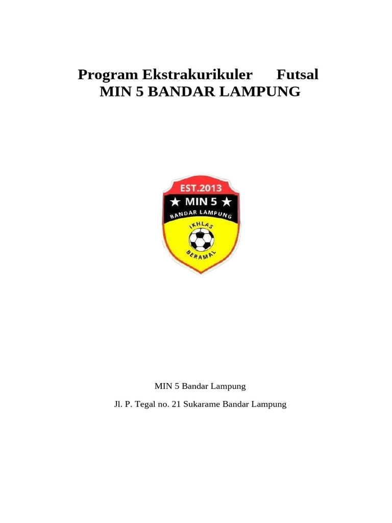 Program Kerja Ekstrakurikuler Futsal | PDF