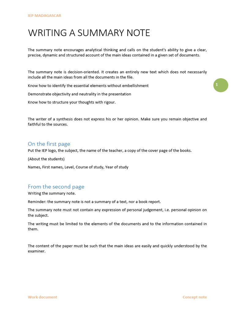 Method IEP CONCEPT NOTE 200307 | PDF | Thought | Word