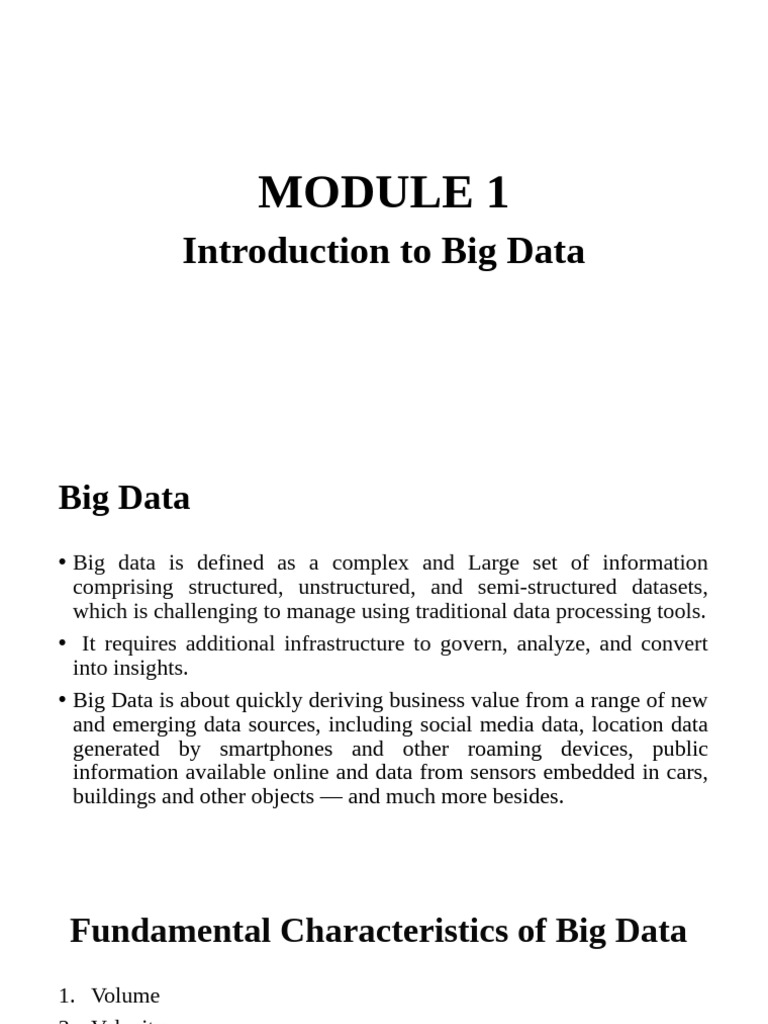 MODULE 1 - Intro To Big Data | PDF | Analytics | Big Data
