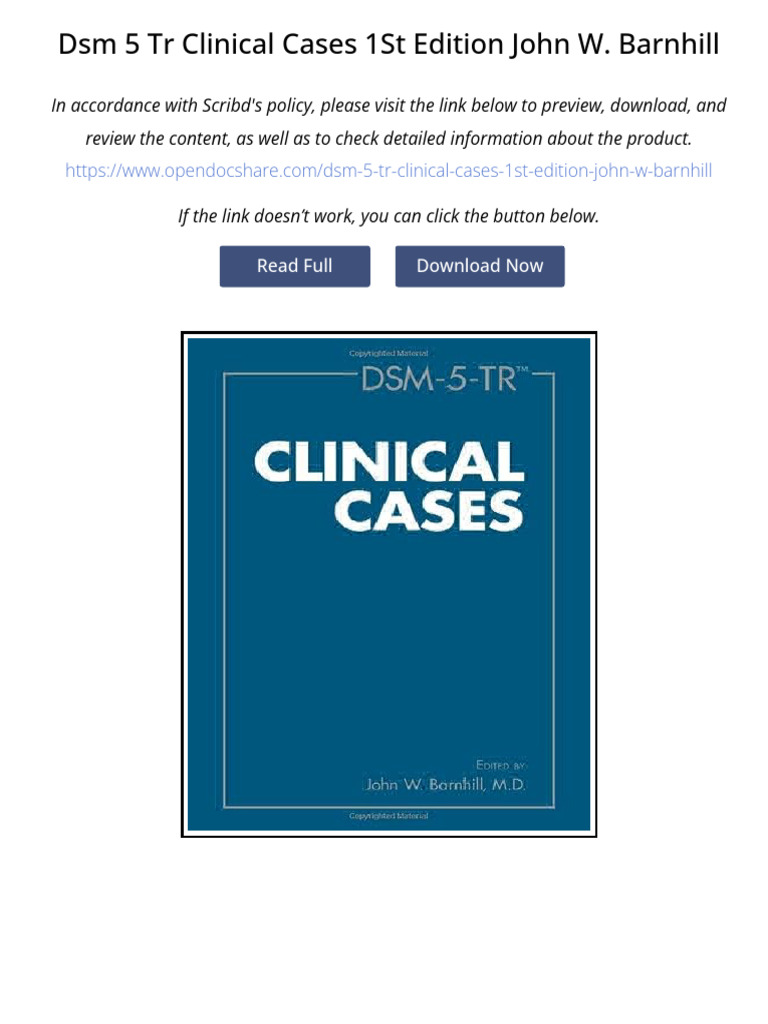 DSM 5 TR Clinical Cases 1st Edition John W. Barnhill | PDF | Mental ...