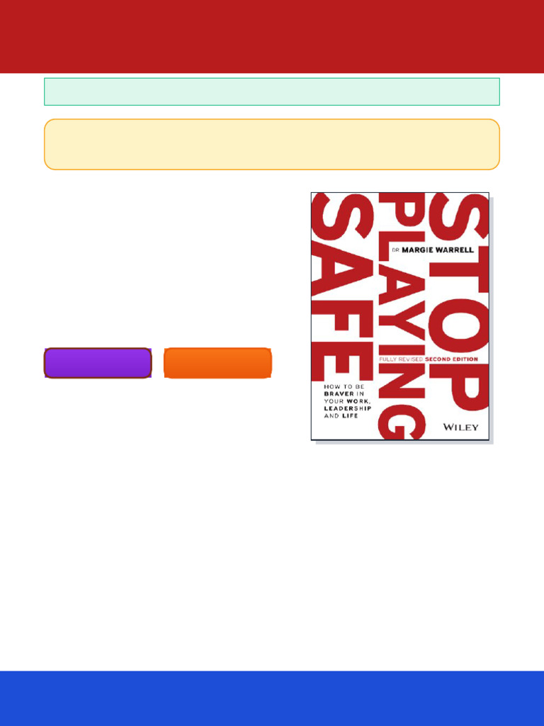 STOP PLAYING SAFE 2nd Edition Margie Warrell Ebook Power Reader Edition ...