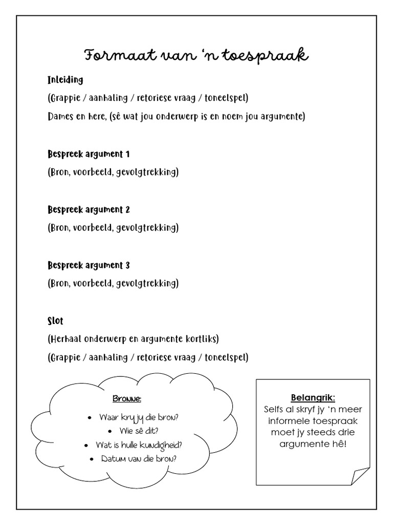FORMAAT - Toespraak | PDF