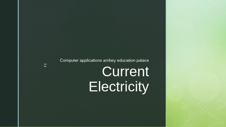 Current Electricity: Computer Applications Ambey Education Palace | PDF