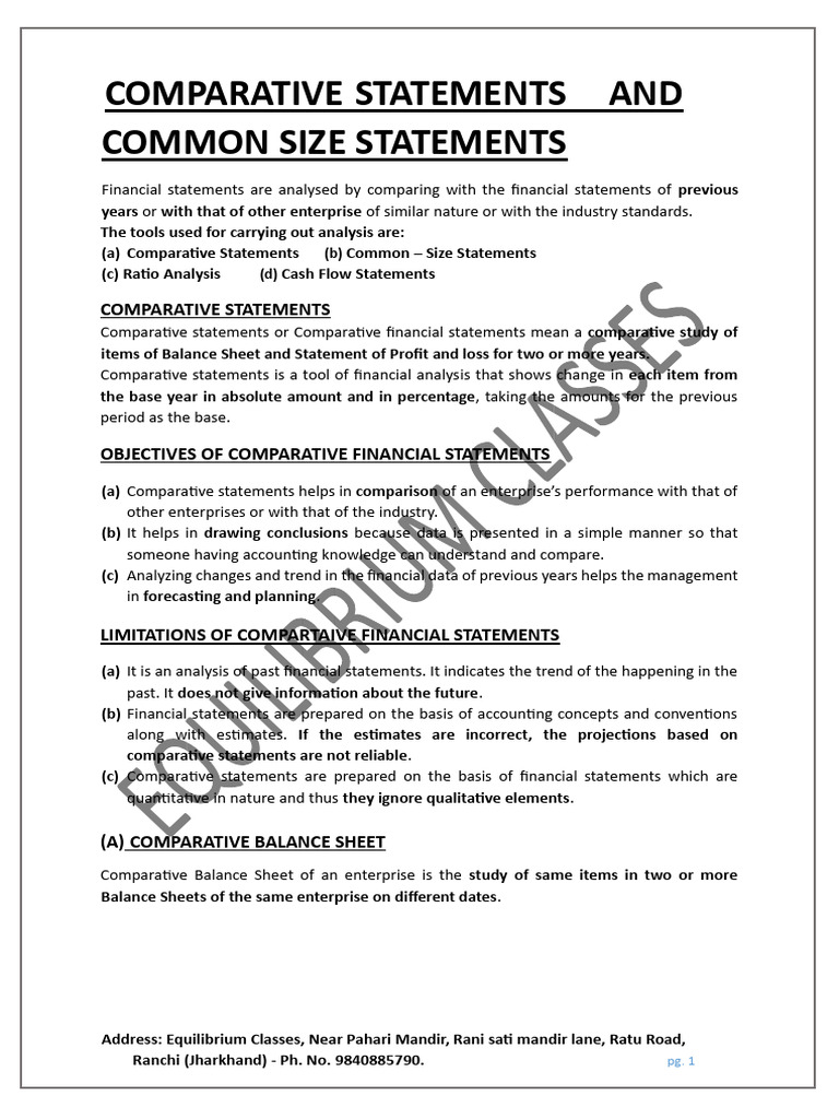 Comparative and Common Size Financial Statements | PDF | Income ...