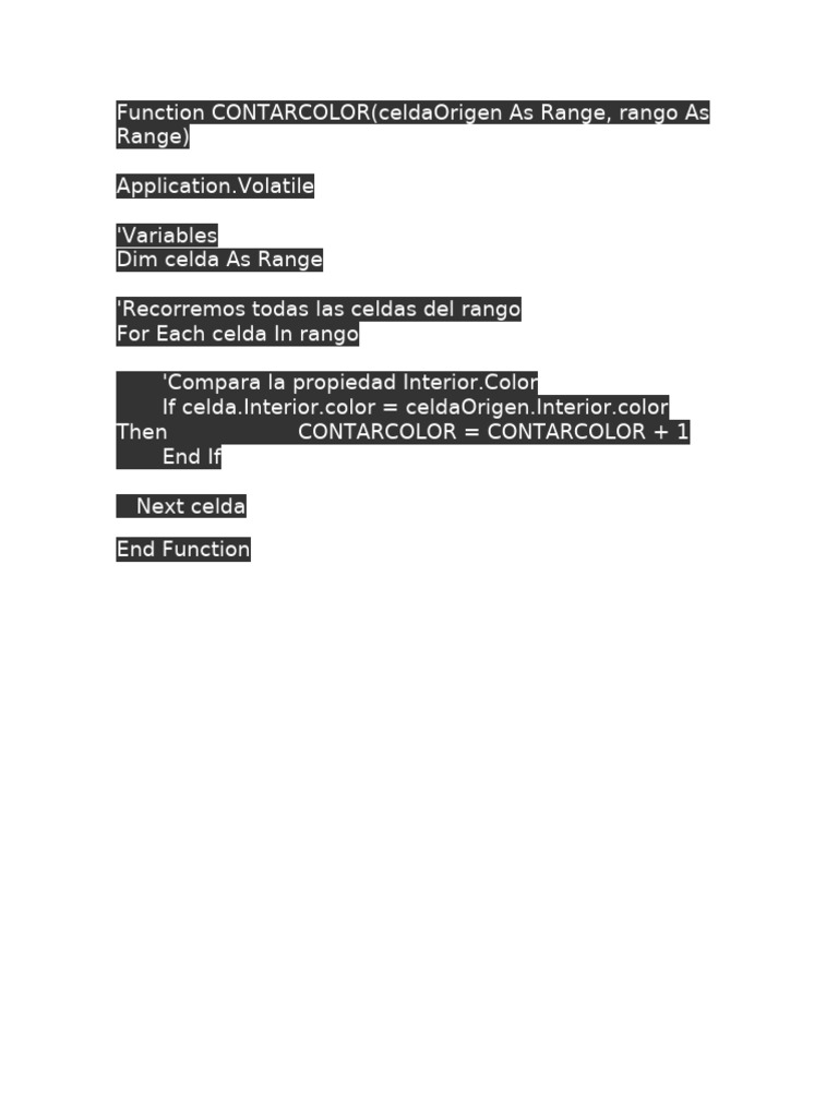 Function Contarcolor | PDF