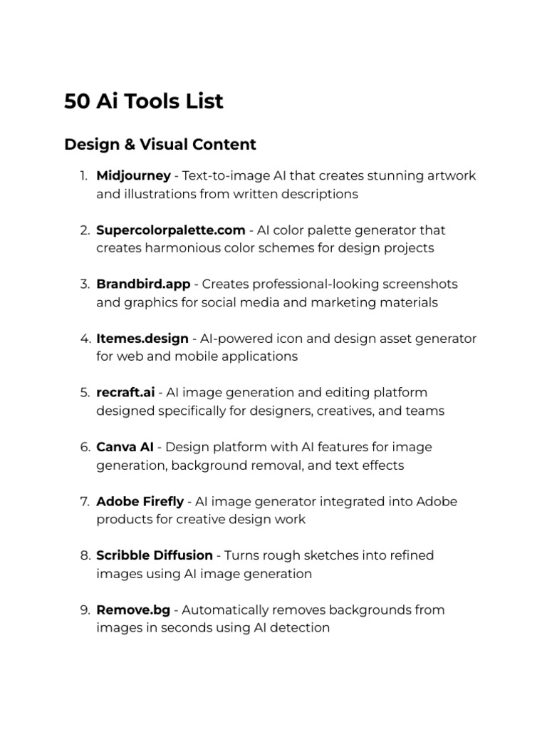 50 Ai Tools List PDF CoolMitra | PDF | Artificial Intelligence ...
