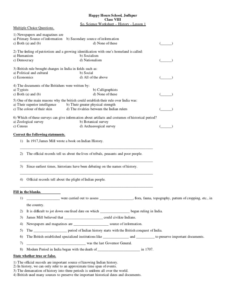 Worksheet His 1 | PDF | Politics