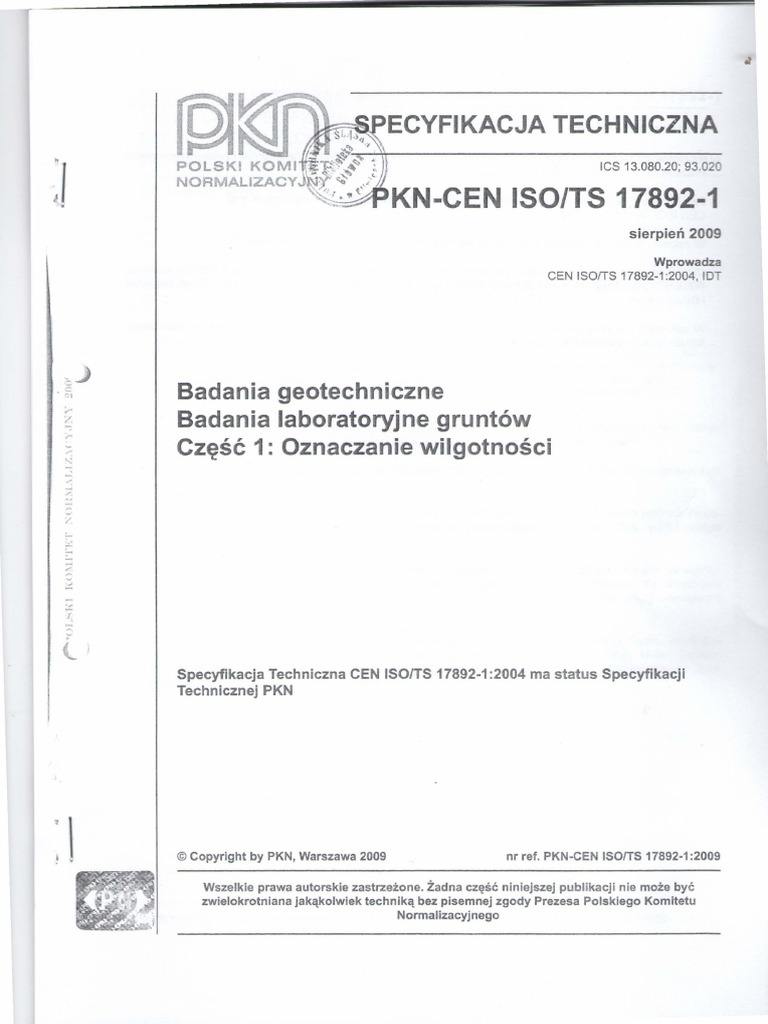 Pkn-cen Iso Ts 17892-1 | PDF