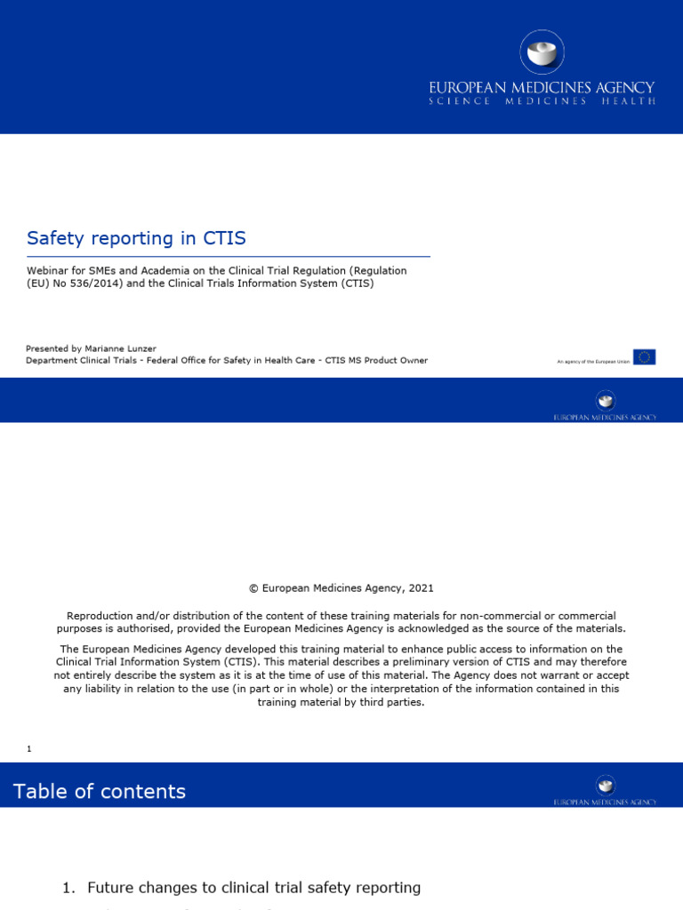 CTIS Safety Reporting Webinar Guide | PDF | Clinical Trial
