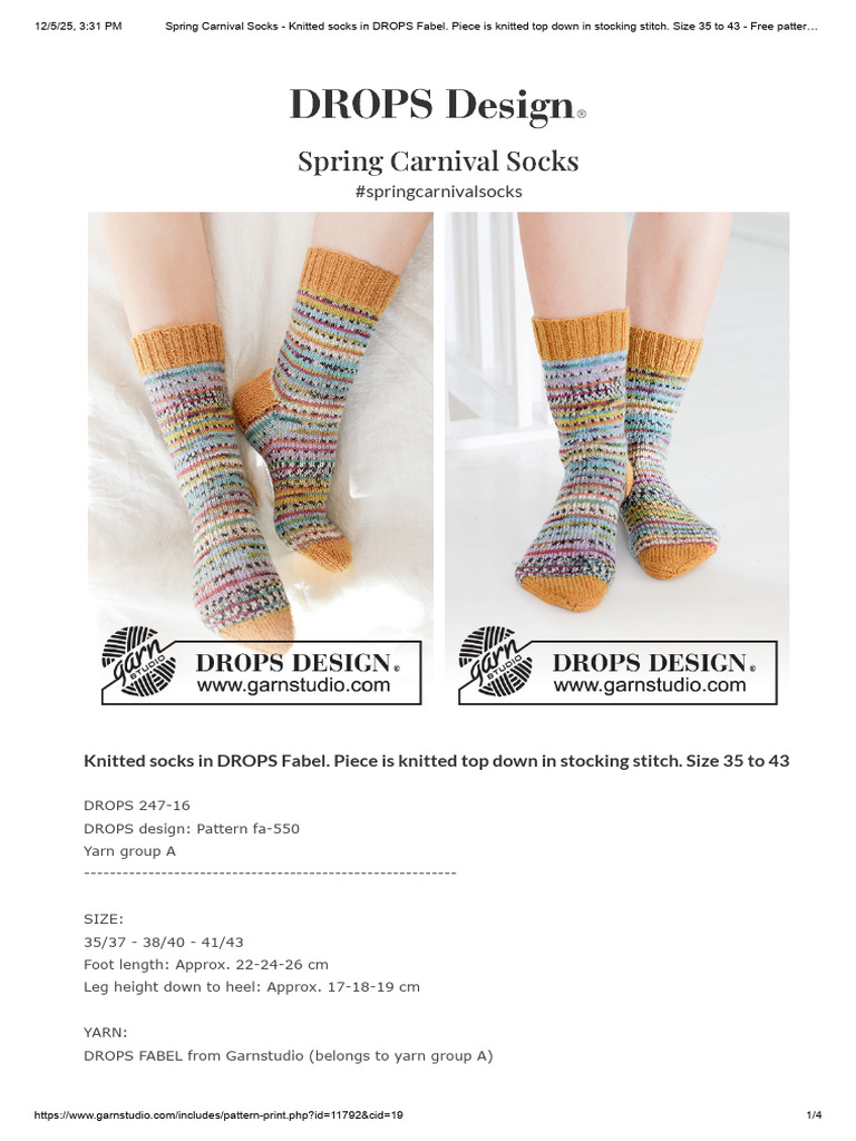 Spring Carnival Socks - Knitted Socks in DROPS Fabel. Piece Is Knitted ...