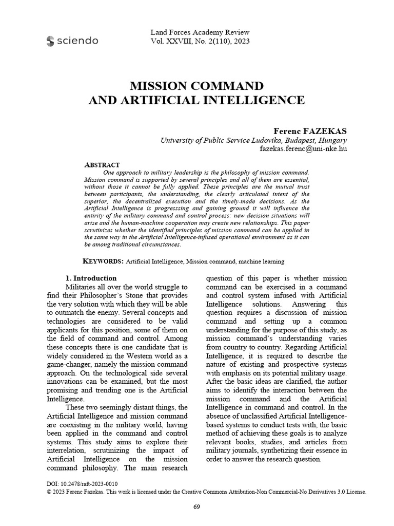 Mission Command and AI Integration | PDF | Artificial Intelligence ...