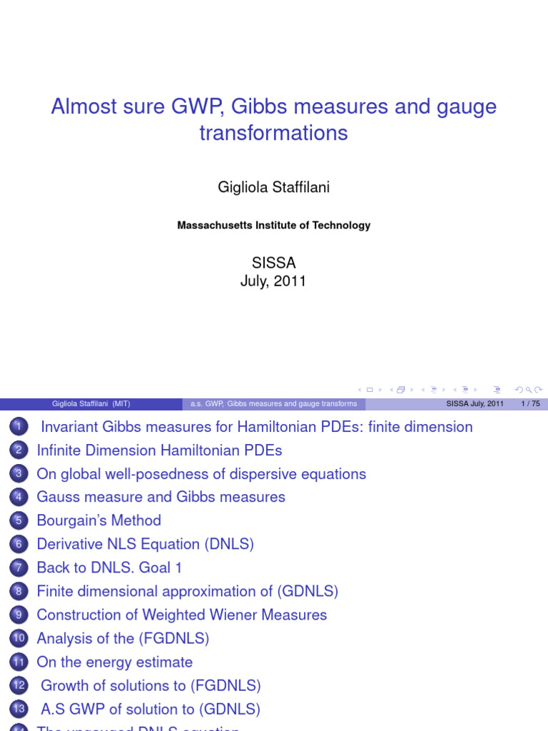 Gigliola Staffilani Slides As GWP Gibbs Measures and Gauge | PDF ...