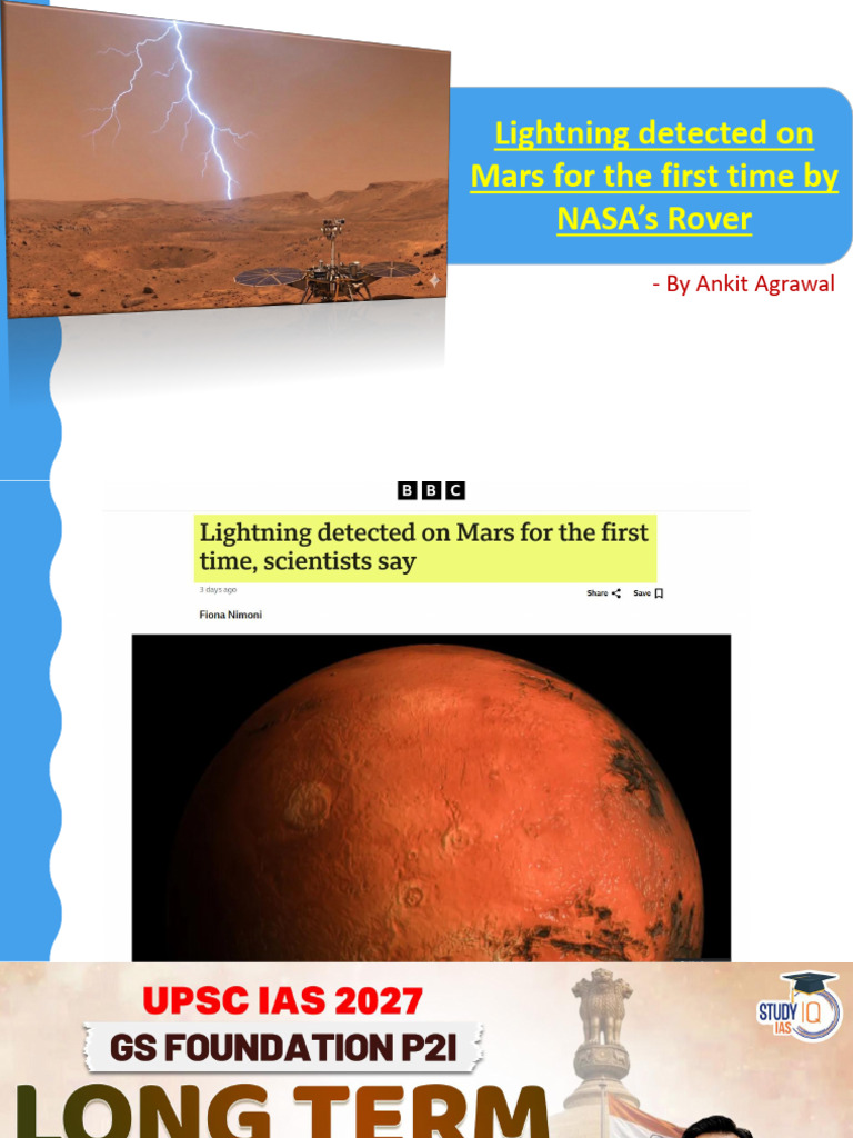 Lightning Detected On Mars For The First Time by NASA's Rover | PDF