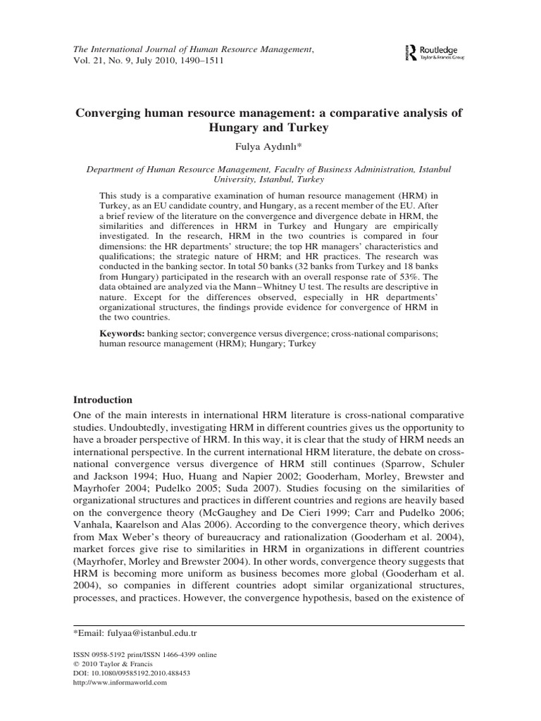 HRM Comparison: Hungary vs. Turkey | PDF | Human Resource Management ...