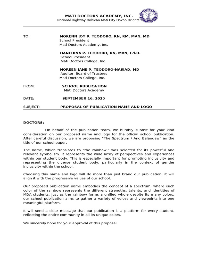 Proposal for School Publication Name | PDF