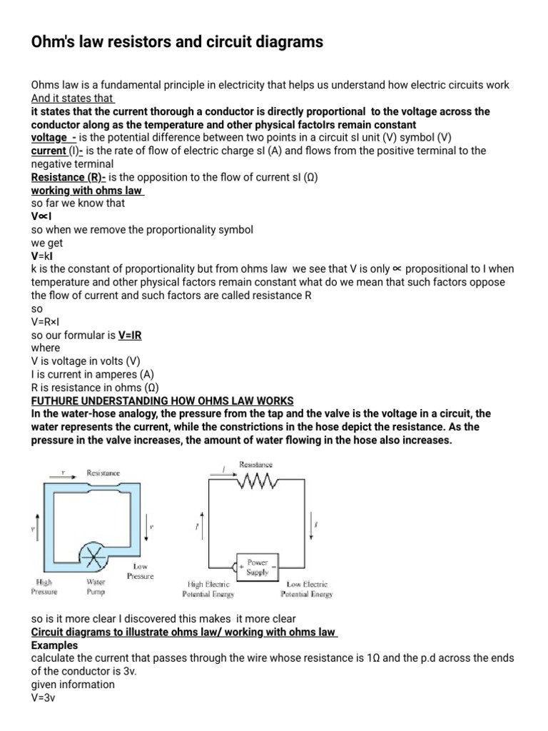Ohm's Law: Resistors & Circuit Diagrams | PDF | Voltage | Electromagnetism