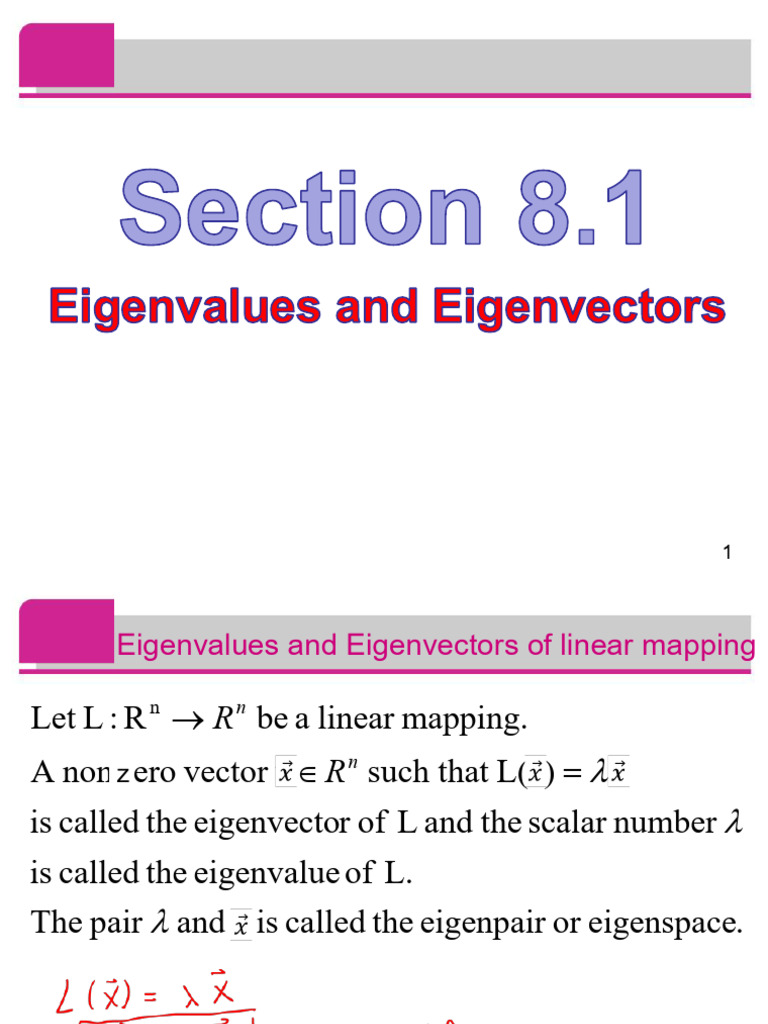 Section 8.1-Eigenvalues & Eigenvectors | PDF | Eigenvalues And ...