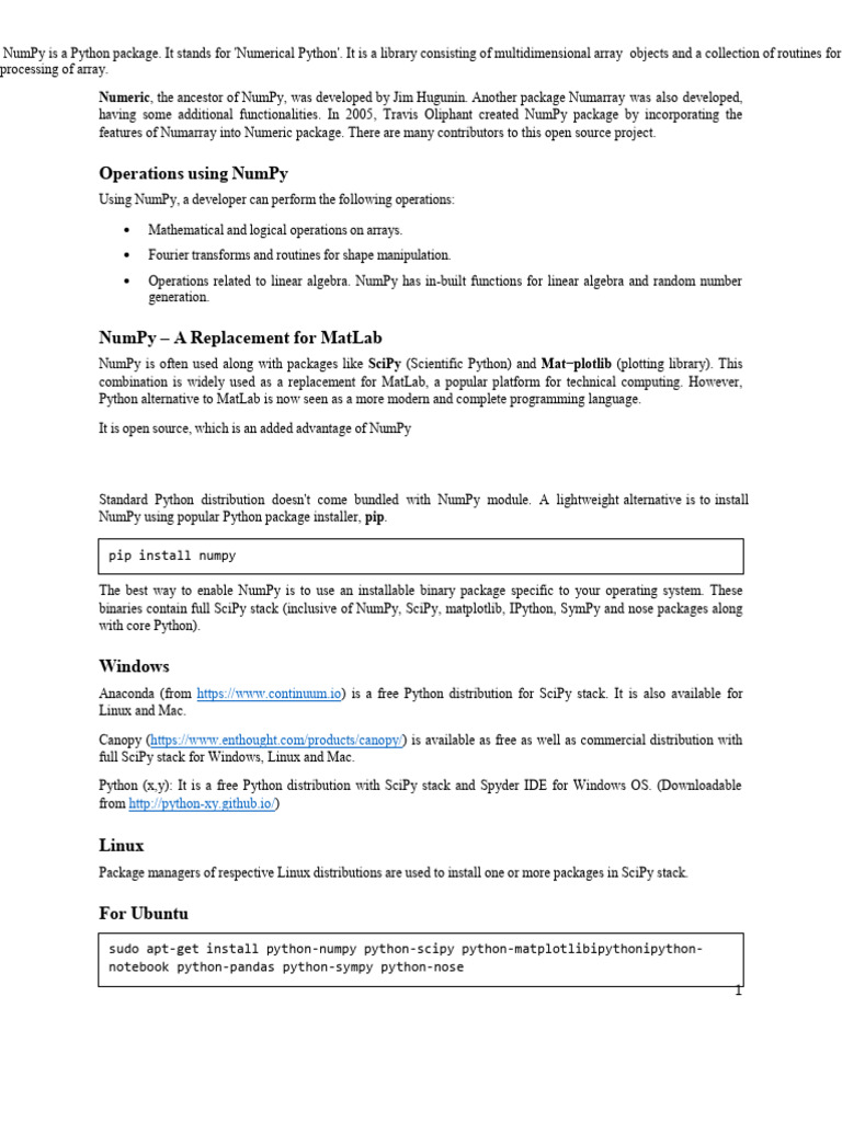Python Library Numpy Notes With Questions | PDF | Integer (Computer ...